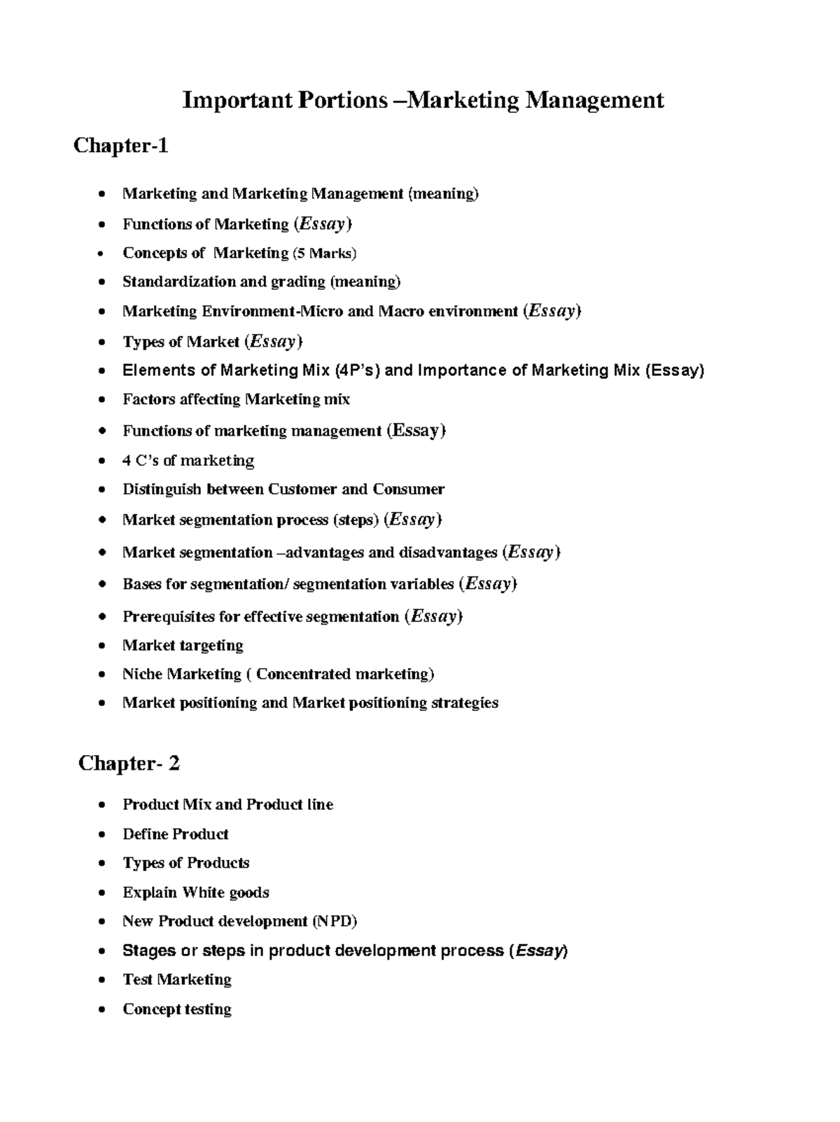Important Portions- Marketing Management - Important Portions ...