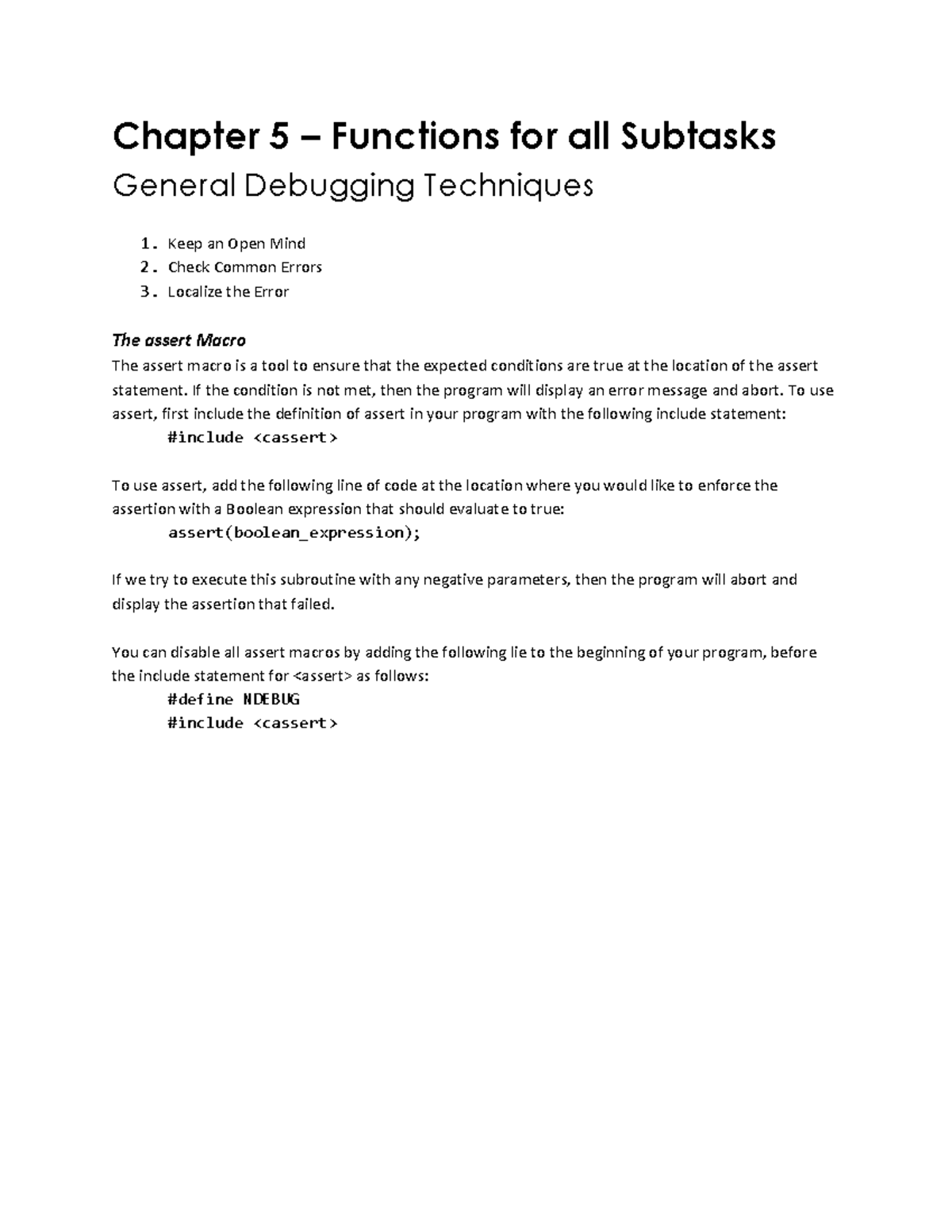 Intro To Programming Summary Problem Solving With C Chapter 5 Functions For All Subtasks