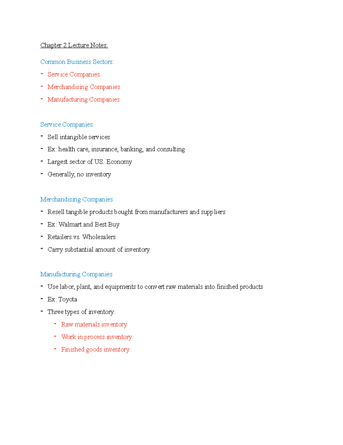 BA-252 Chapter 2 Lecture Notes - Chapter 2 Lecture Notes: Common ...