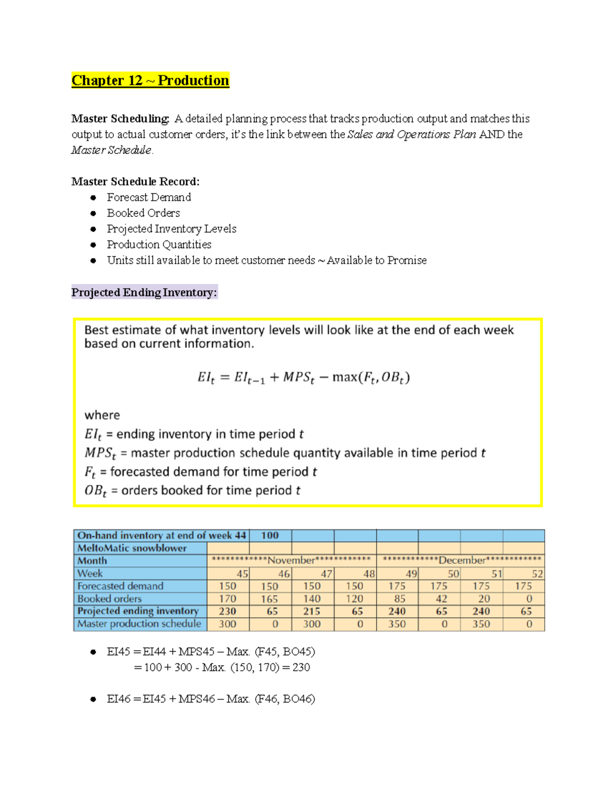 SCM Notes ~ Exam 4 - Chapter 12 ~ Production Master Scheduling: A ...