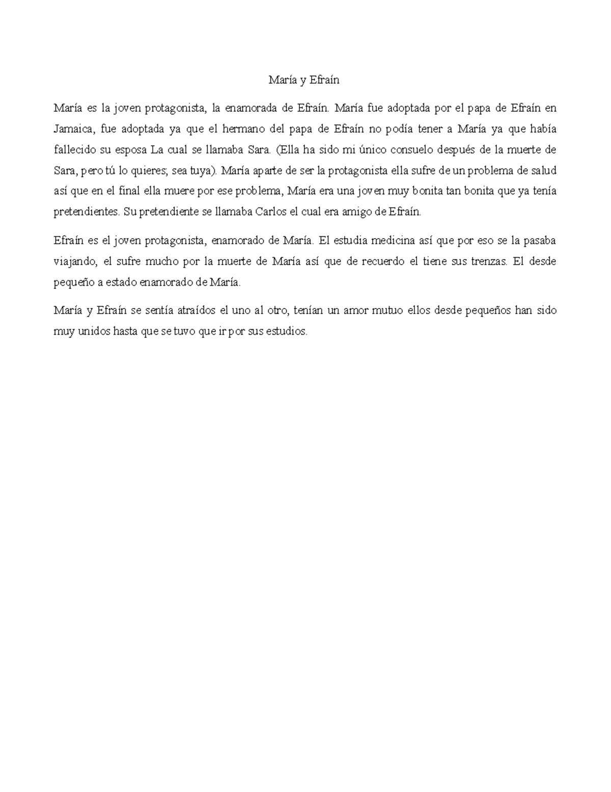 María y Efraín - Profesora Adriana Niño - María y Efraín María es la ...