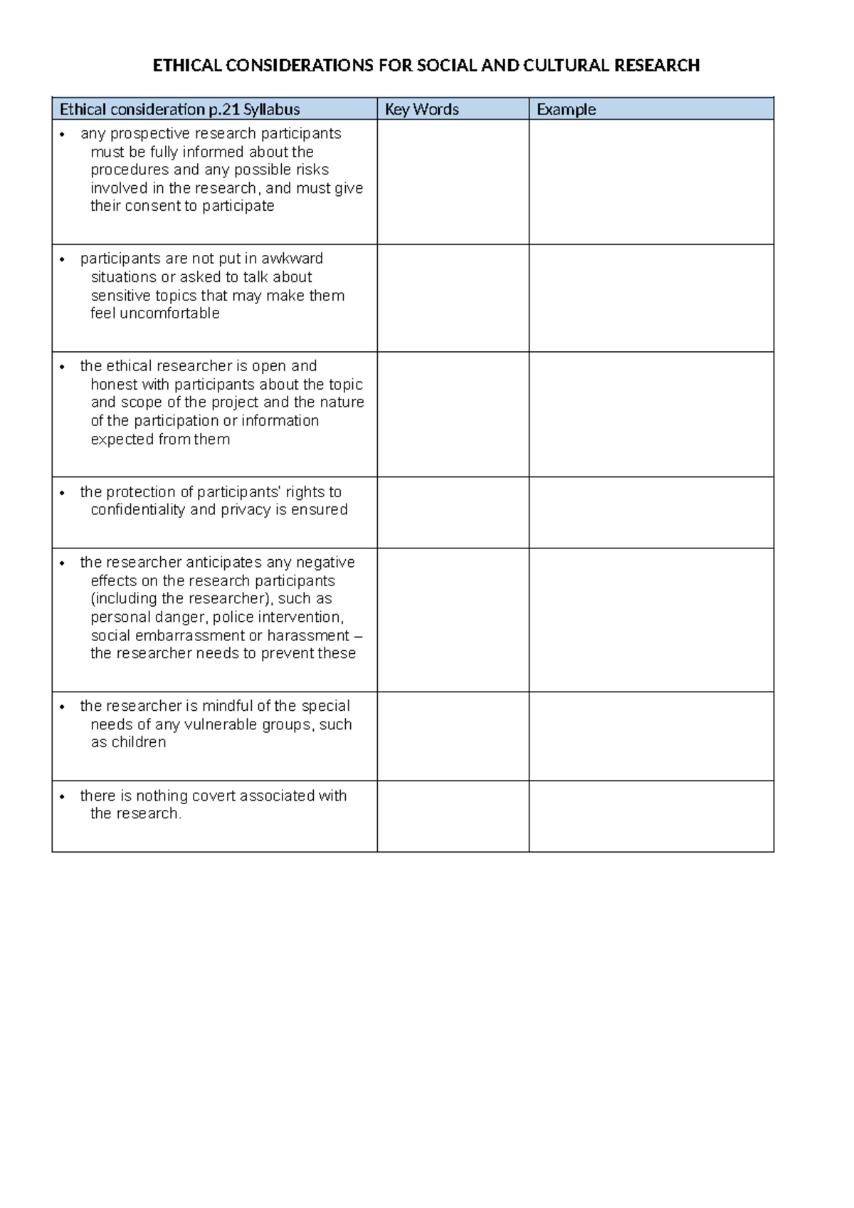 Ethical Considerations Scaffold 2 - ETHICAL CONSIDERATIONS FOR SOCIAL ...