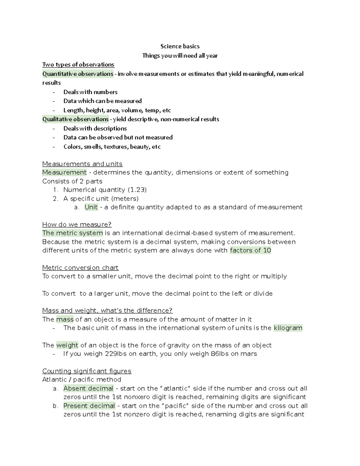 Chemistry basics - Science basics Things you will need all year Two ...