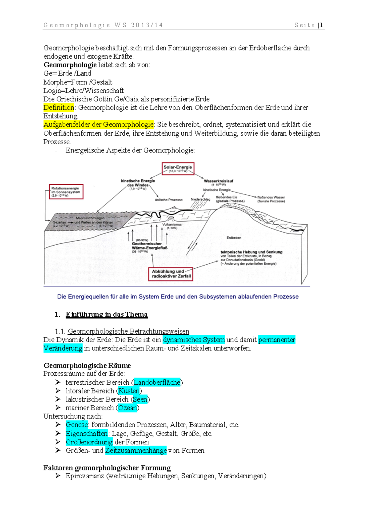 Geomorphologie Skript WS 2013-14 - Geomorphologie beschäftigt sich mit ...