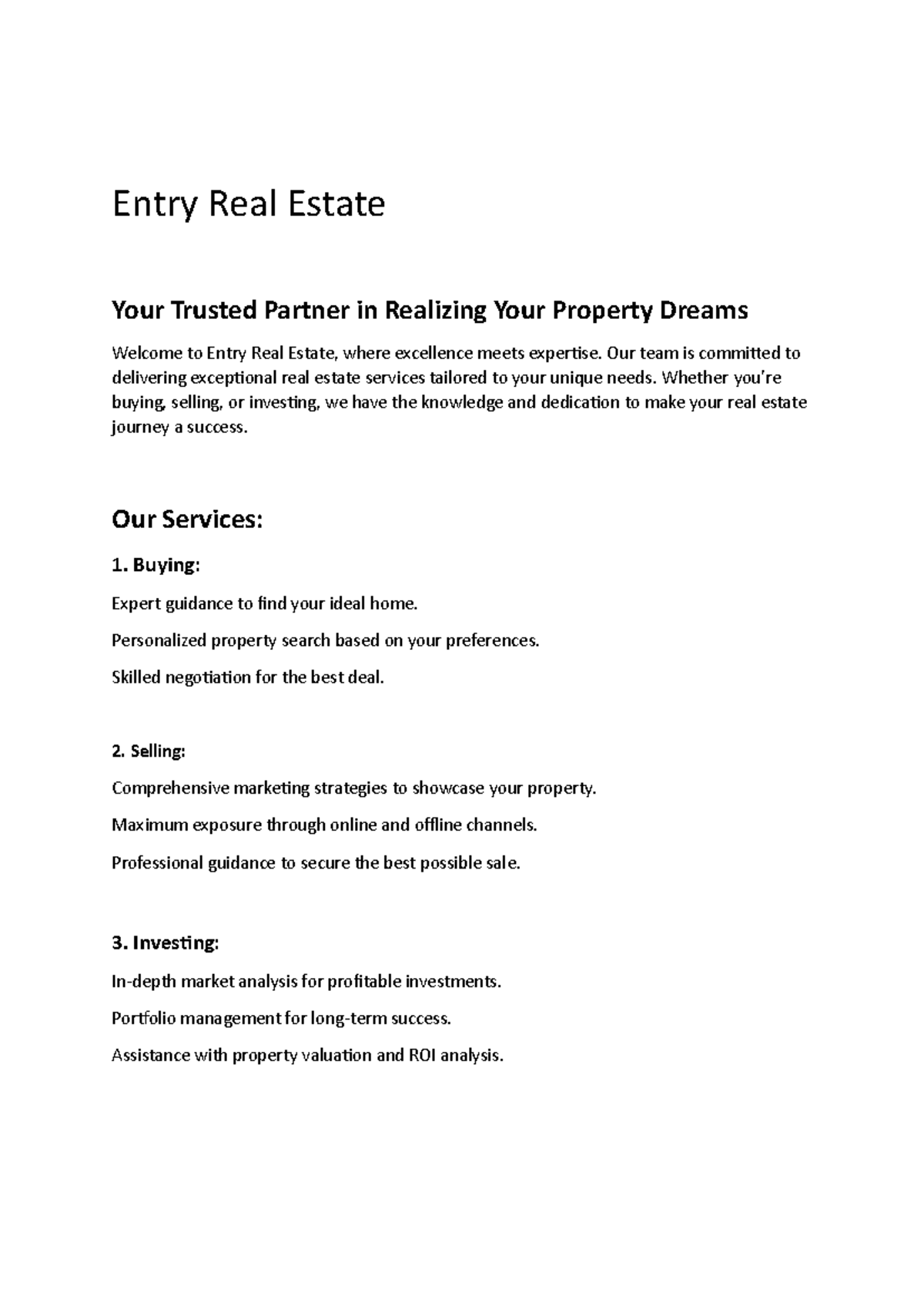 Entry Real Estate flyer - Entry Real Estate Your Trusted Partner in ...