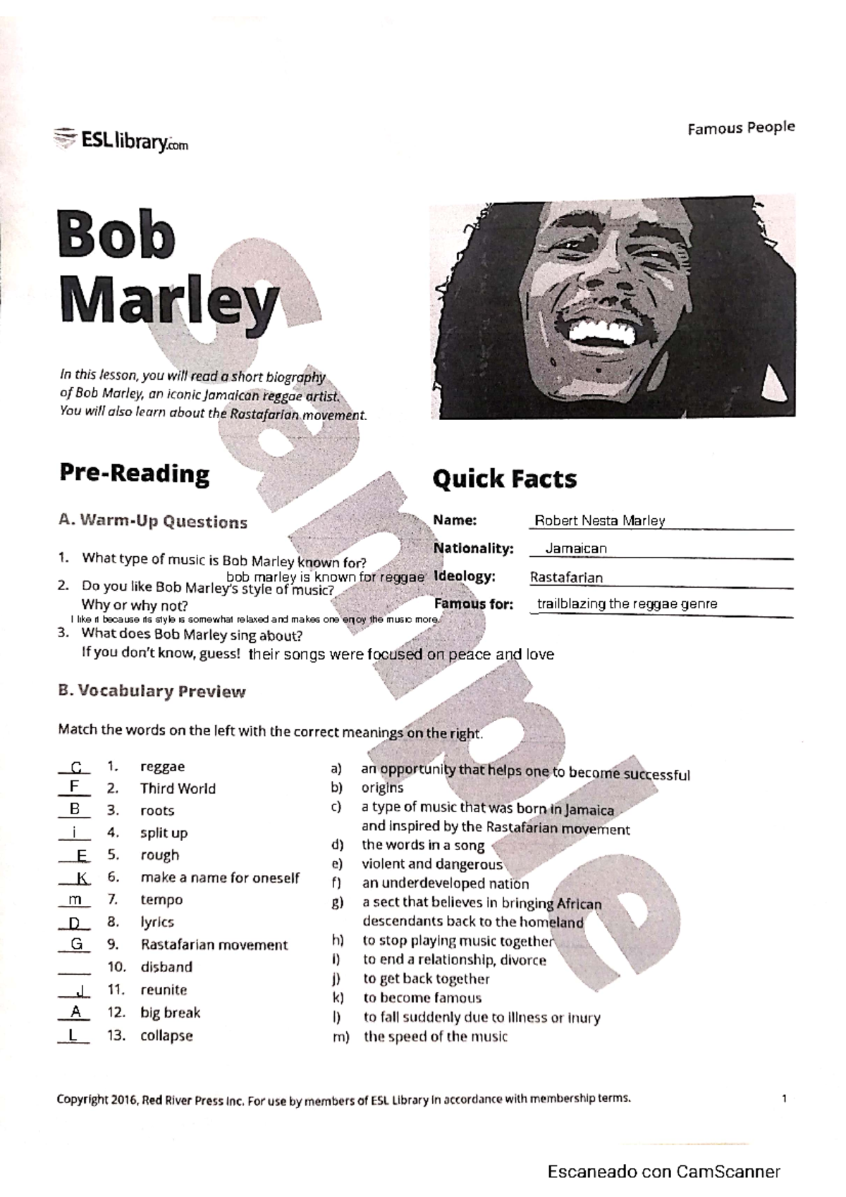 BOB Marley history - Ingles Intermedio Alto - Robert Nesta Marley ...