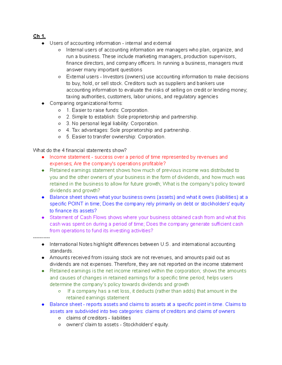 Acct Ch 1 - These are notes for financial accounting chapter 1 taken ...