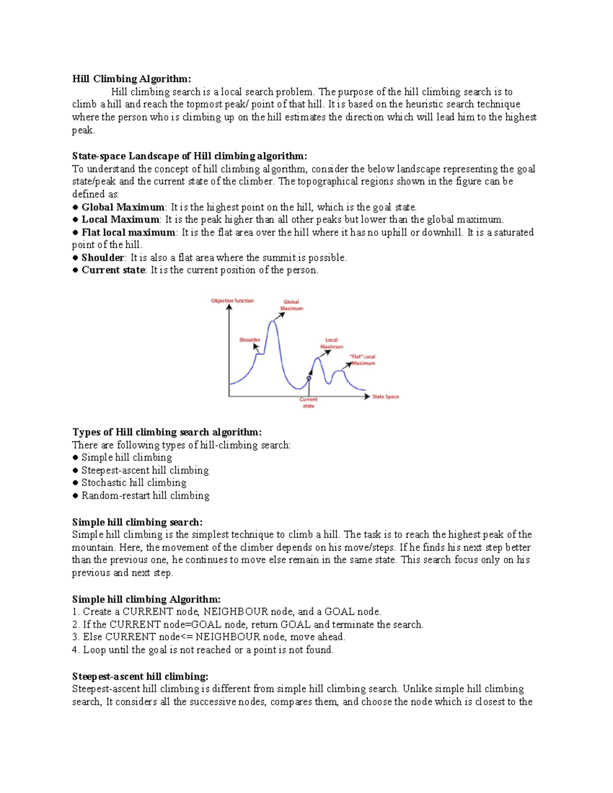 Hill Climbing Algorithm - Hill Climbing Algorithm: Hill climbing search ...