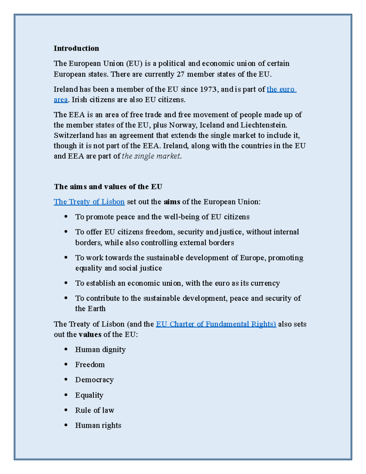 intronational money - Introduction The European Union (EU) is a ...