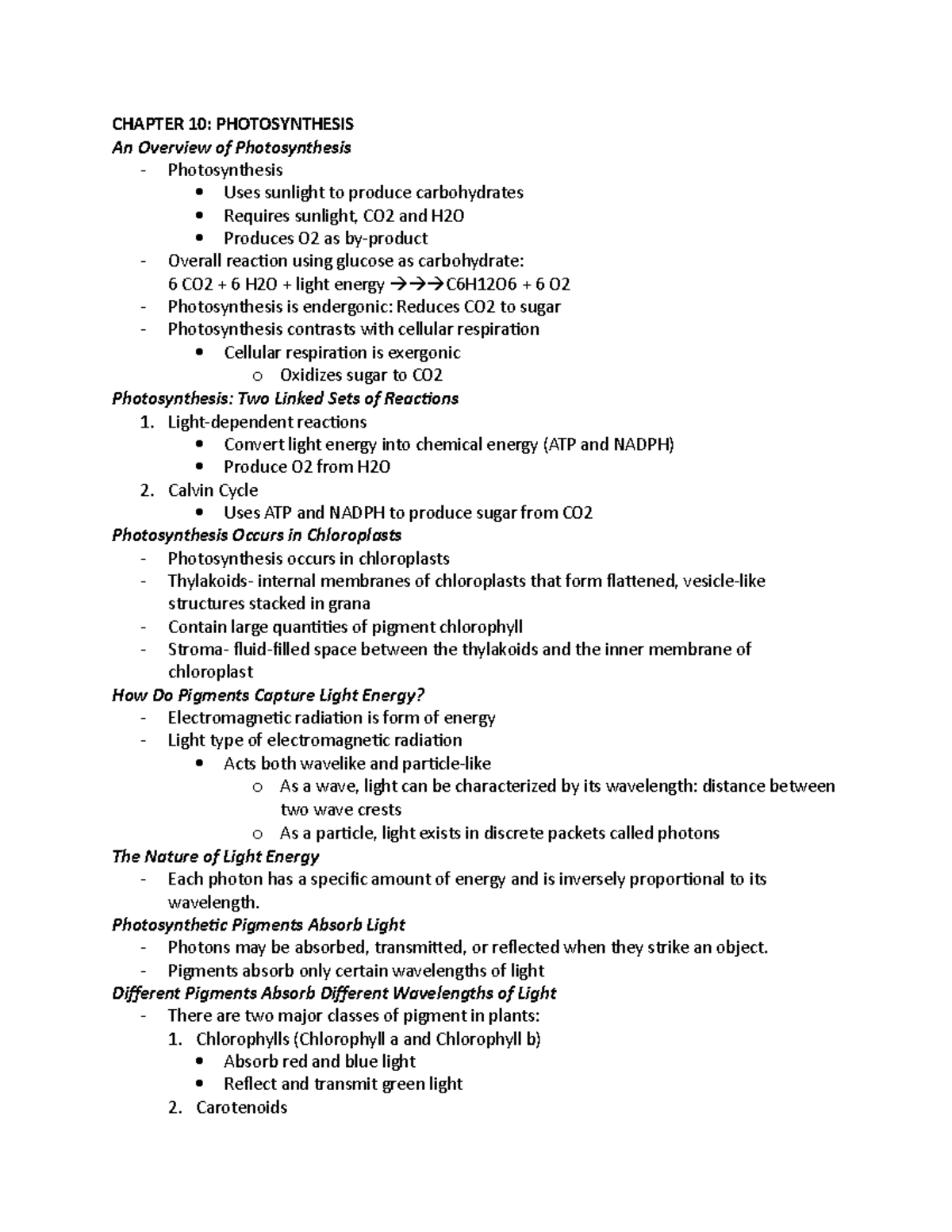 Chapter 10 Lecture 1 - CHAPTER 10: PHOTOSYNTHESIS An Overview of ...