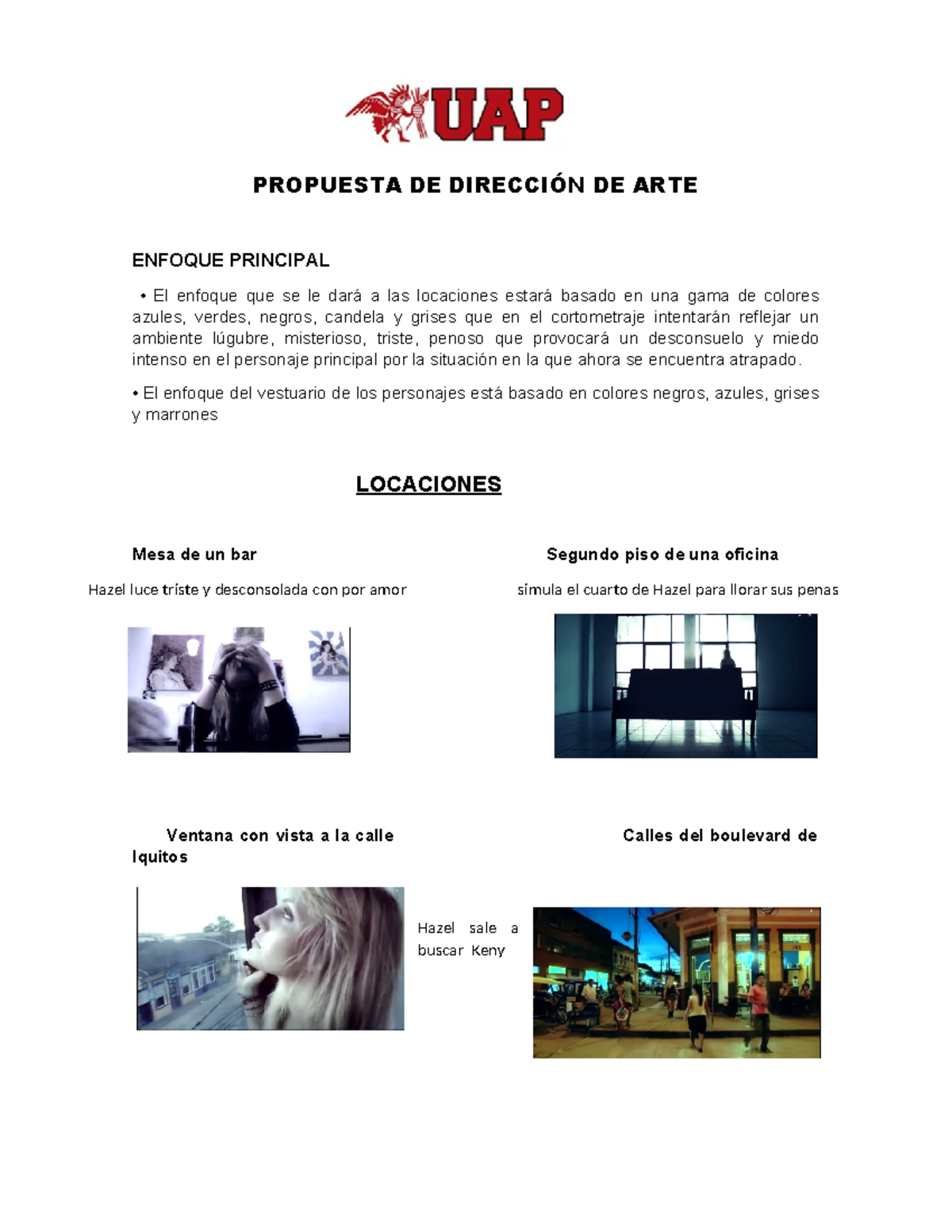 Propuesta DE Dirección DE ARTE - PROPUESTA DE DIRECCIÓN DE ARTE ENFOQUE ...