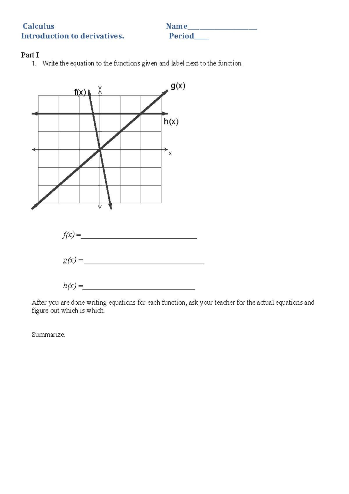 Intro to derivatives MADRID - Calculus Name ...