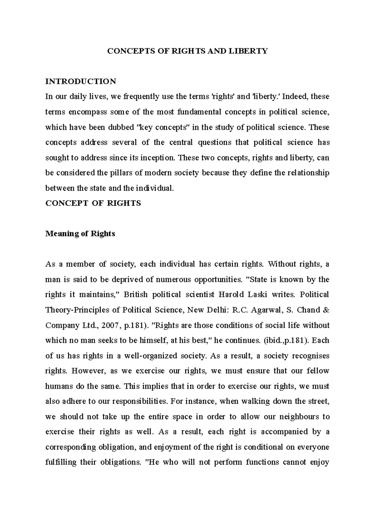 Concepts OF Rights AND Liberty - CONCEPTS OF RIGHTS AND LIBERTY ...