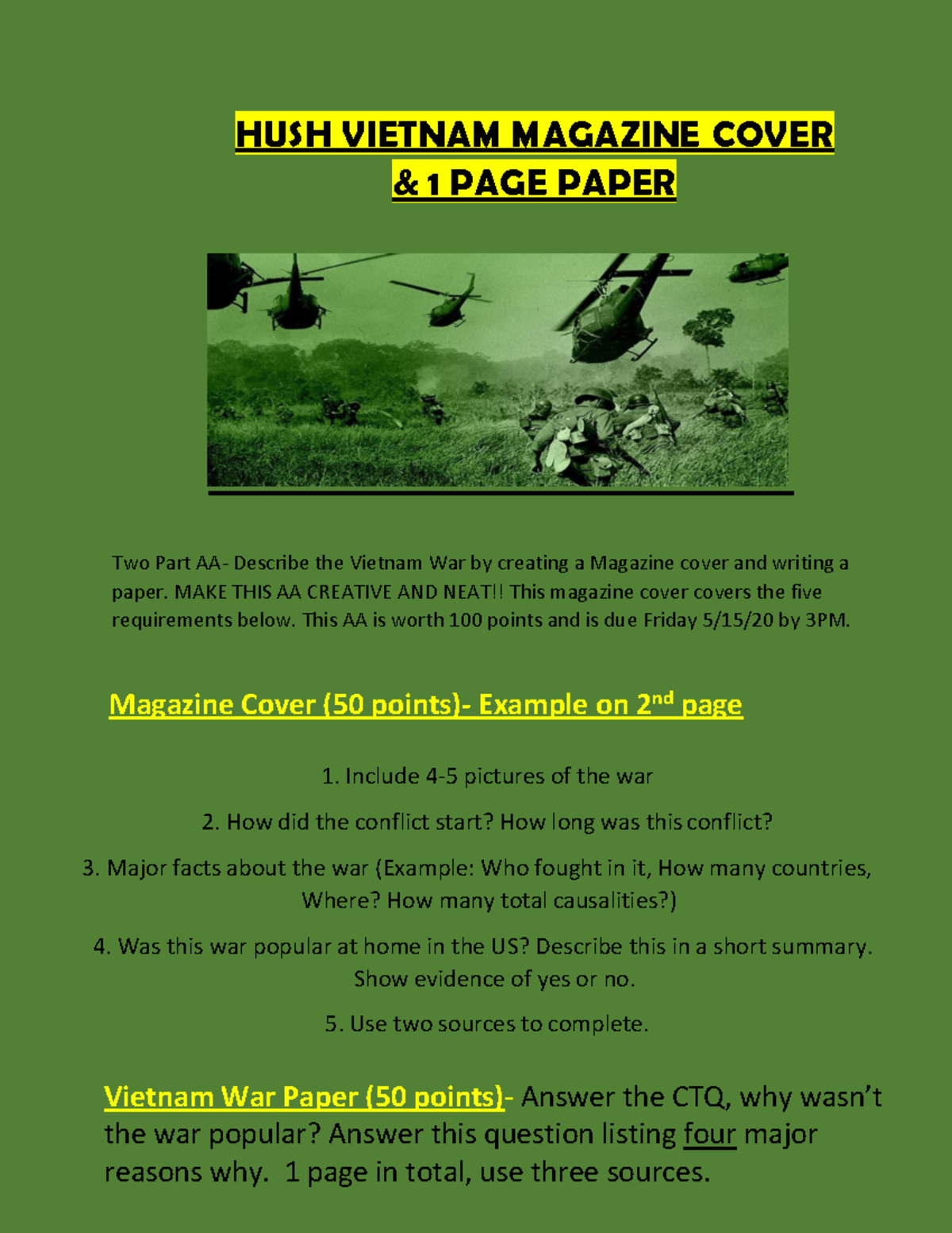 HUSH- Vietnam War Magazine Cover 1 Page Paper - HUSH VIETNAM MAGAZINE ...