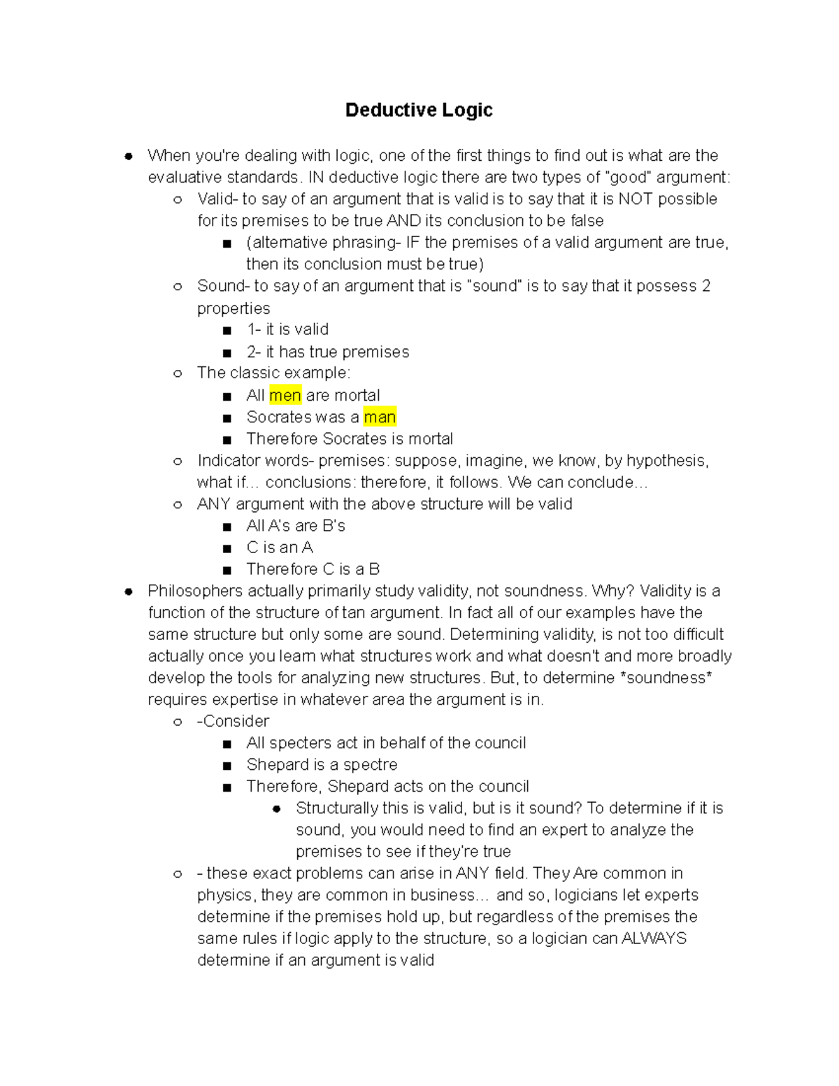 Deductive Logic Lecture notes - Deductive Logic When you're dealing ...