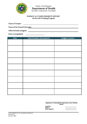 OJT-DTR - N/A - Republic of the Philippines Department of Health ON-THE ...