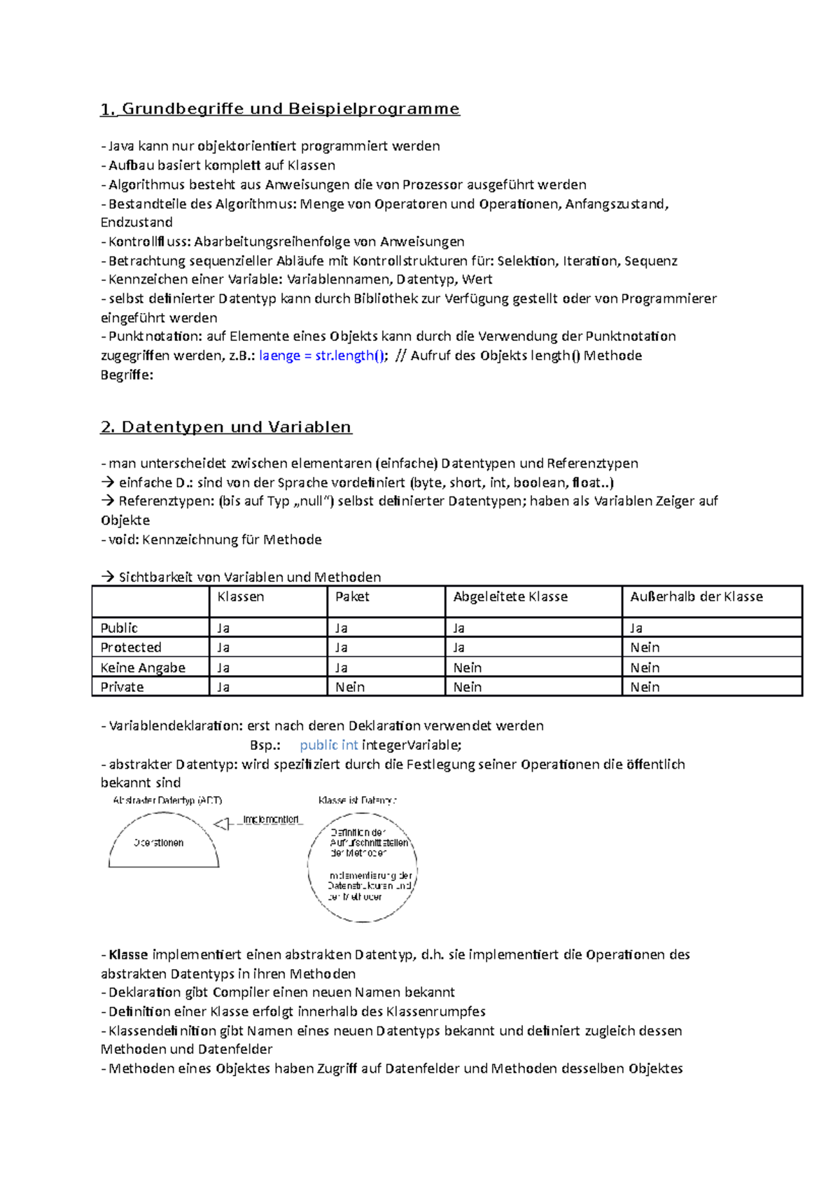 Gesamtübersicht der Themen von Java - 1. Grundbegriffe und ...