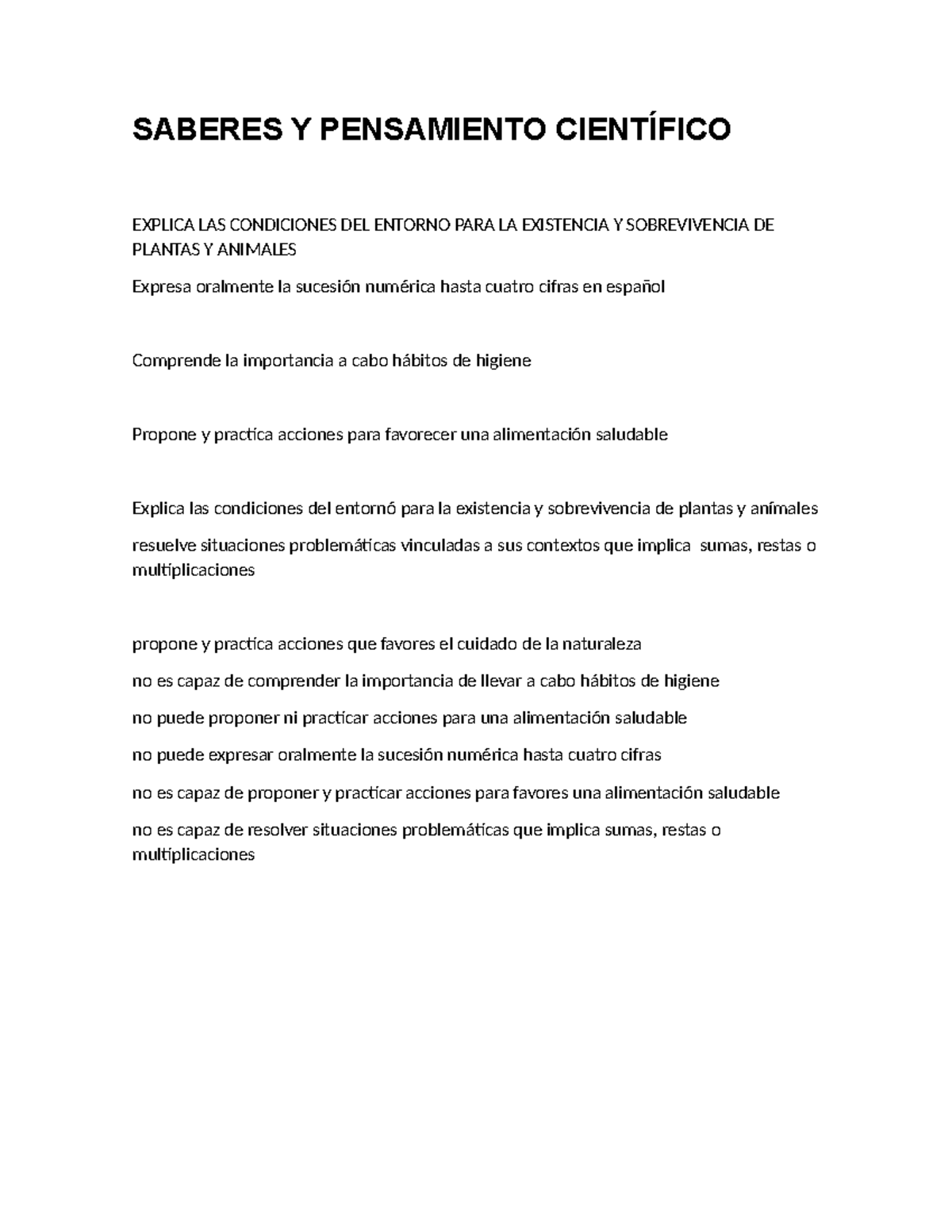 Observaciones del saech - SABERES Y PENSAMIENTO CIENTÍFICO EXPLICA LAS ...