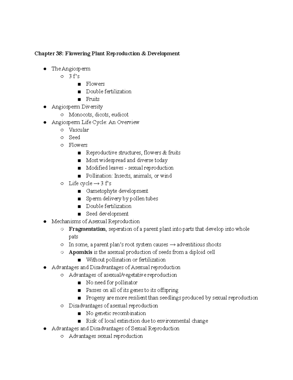 Chapter 38 Lecture notes bio - Chapter 38: Flowering Plant Reproduction ...