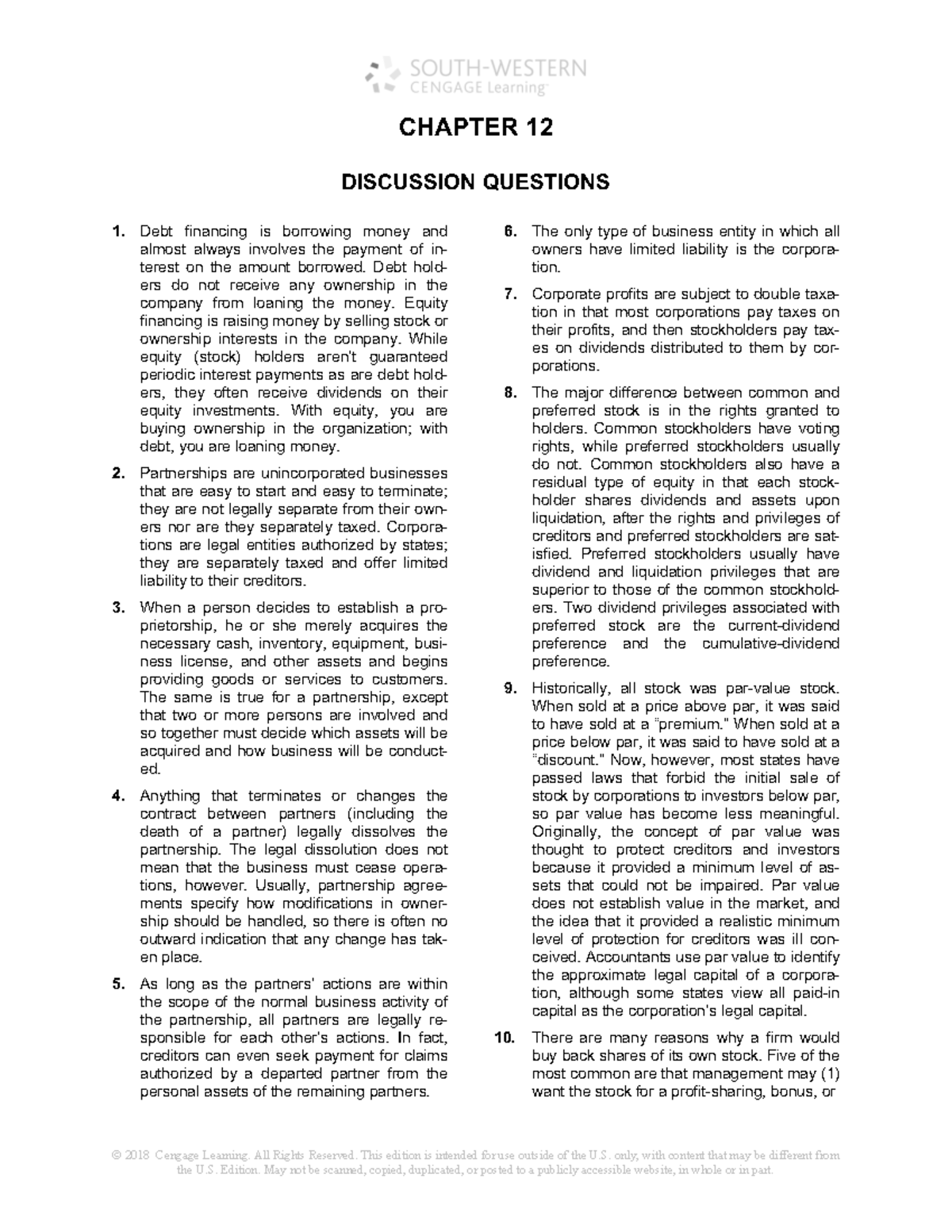 CH12 - materials - © 2018 Cengage Learning. All Rights Reserved. This ...