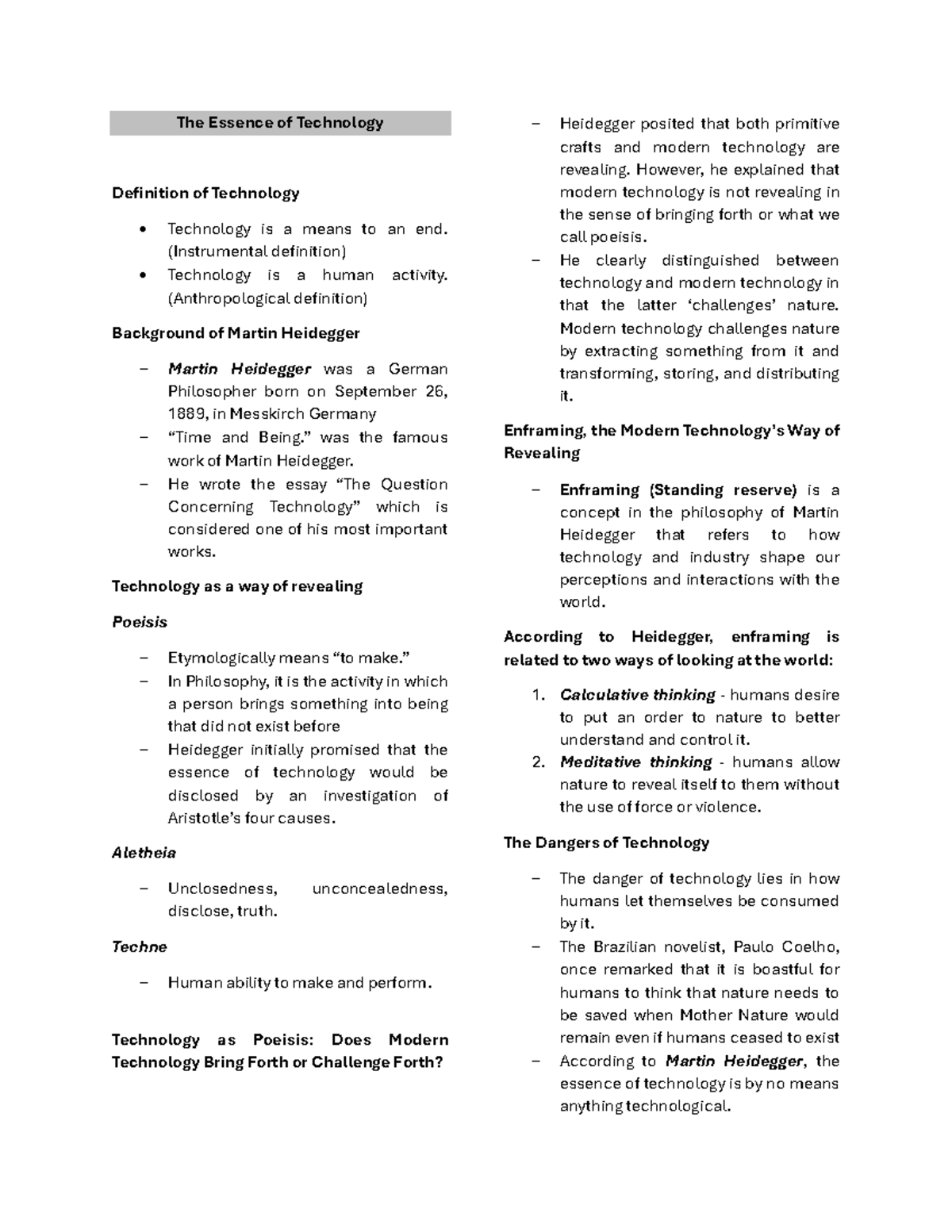 STS 1 - The Essence of Technology Definition of Technology Technology ...