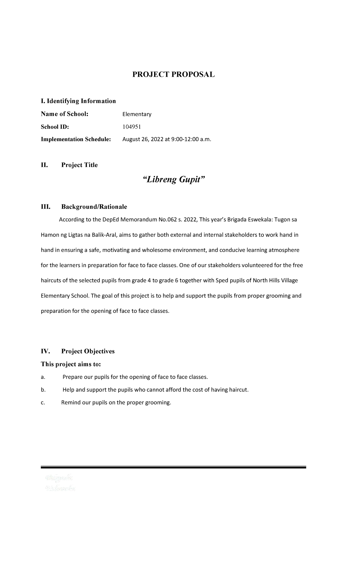 Project Proposal FREE HAIR CUT - PROJECT PROPOSAL I. Identifying ...