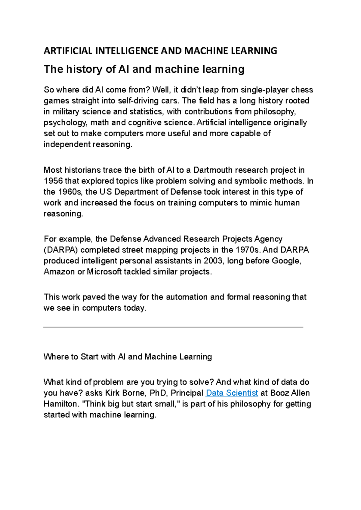 Artificial intelligence and machine learning - ARTIFICIAL INTELLIGENCE ...