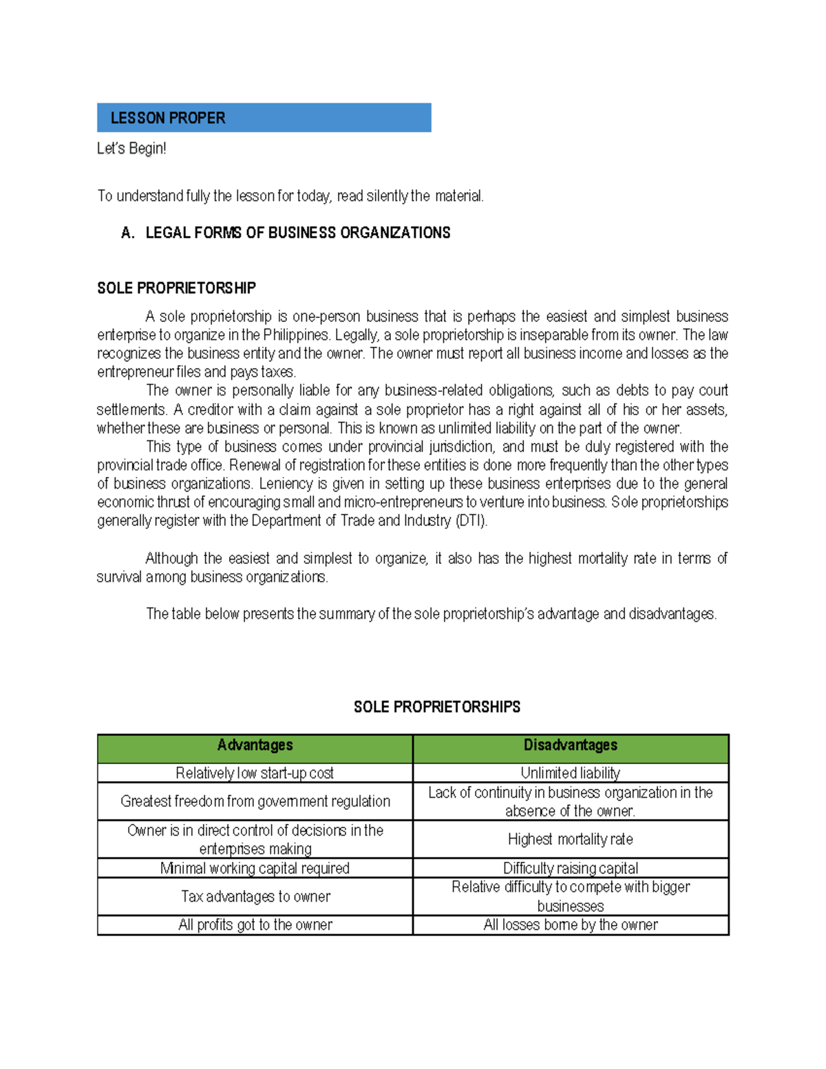 Lesson 9 - For Students taking Bachelor of Science in Business ...