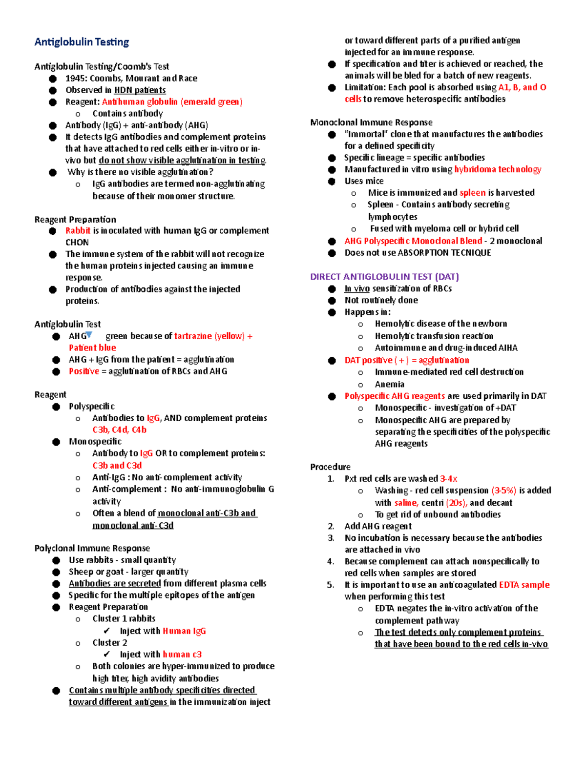 Antiglobulin Test - Antiglobulin Testing Antiglobulin Testing/Coomb's ...