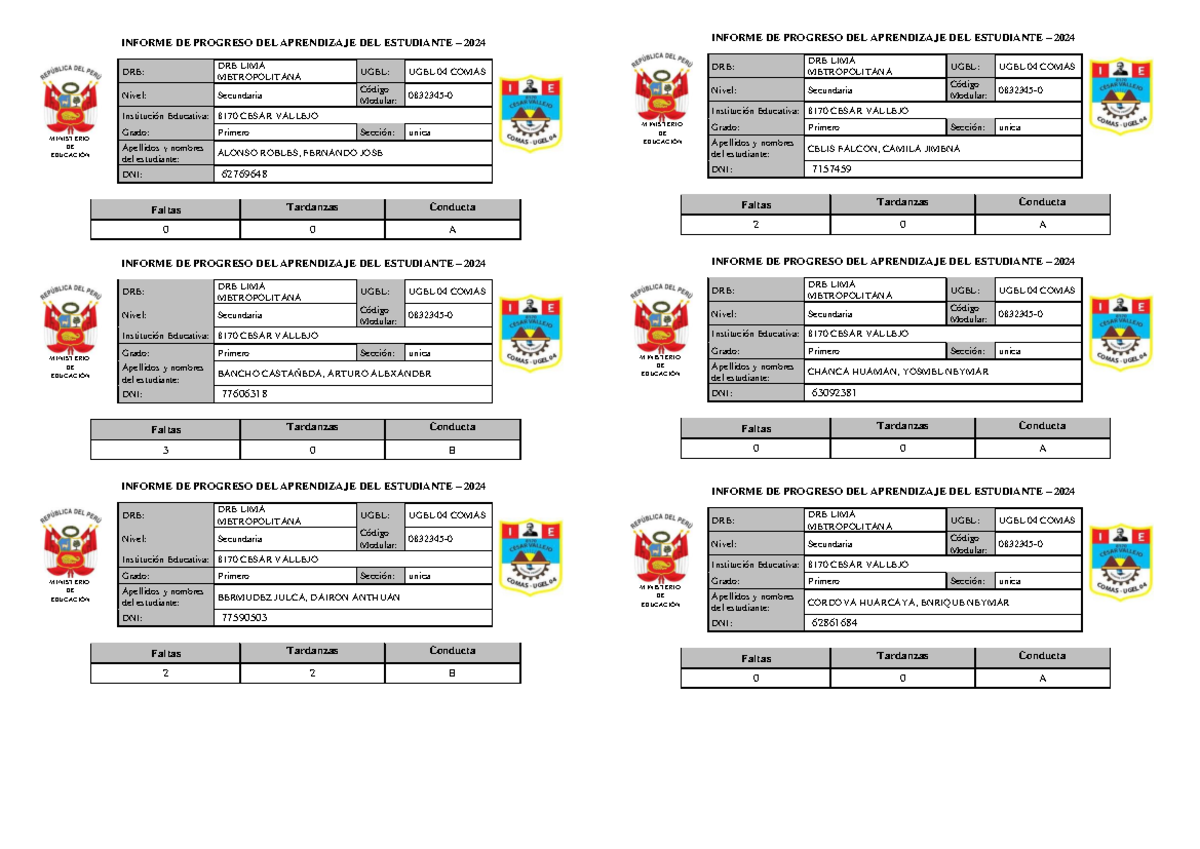 1ro - ADASDAS - INFORME DE PROGRESO DEL APRENDIZAJE DEL ESTUDIANTE ...