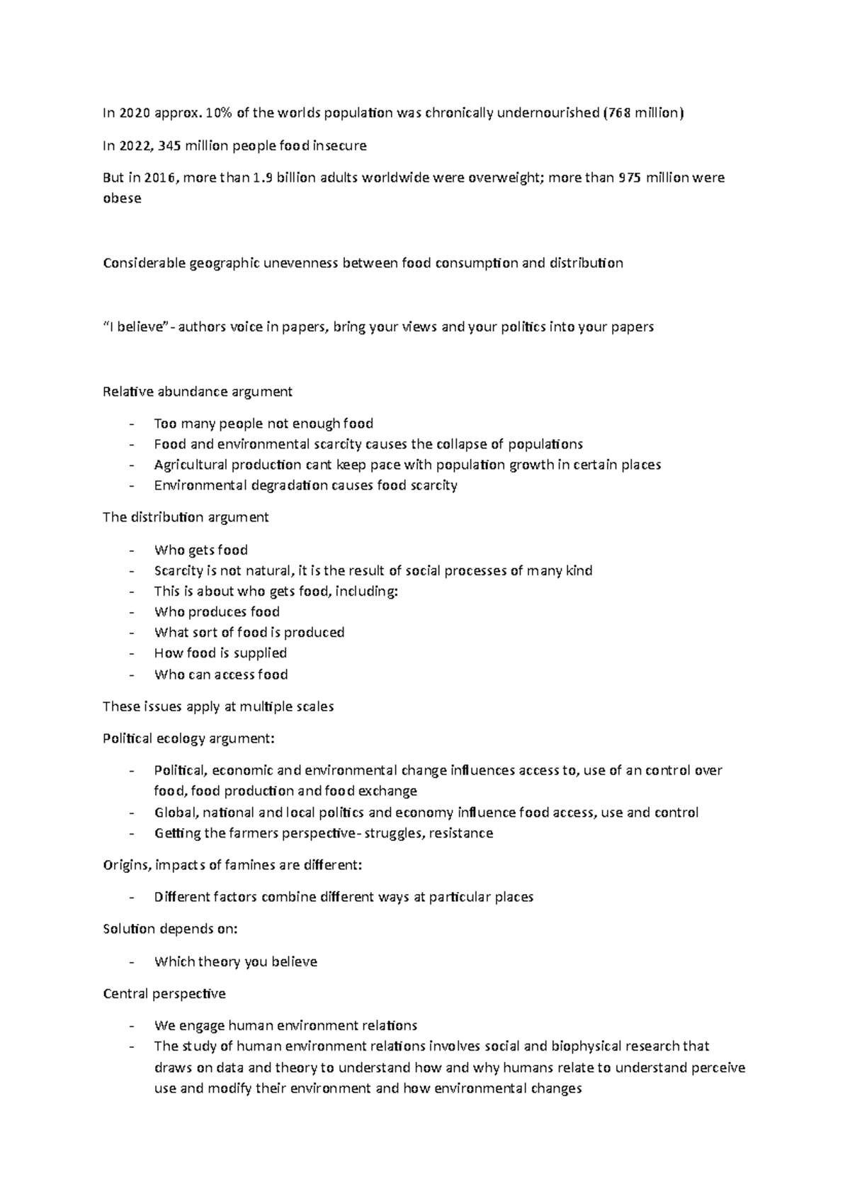 Geography of Famine Notes - GEOG10001 - Unimelb - Studocu