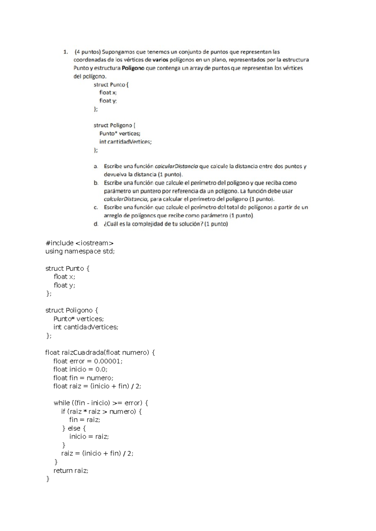 Lista 2 progra - examen - #include using namespace std; struct Punto { float x; - Studocu