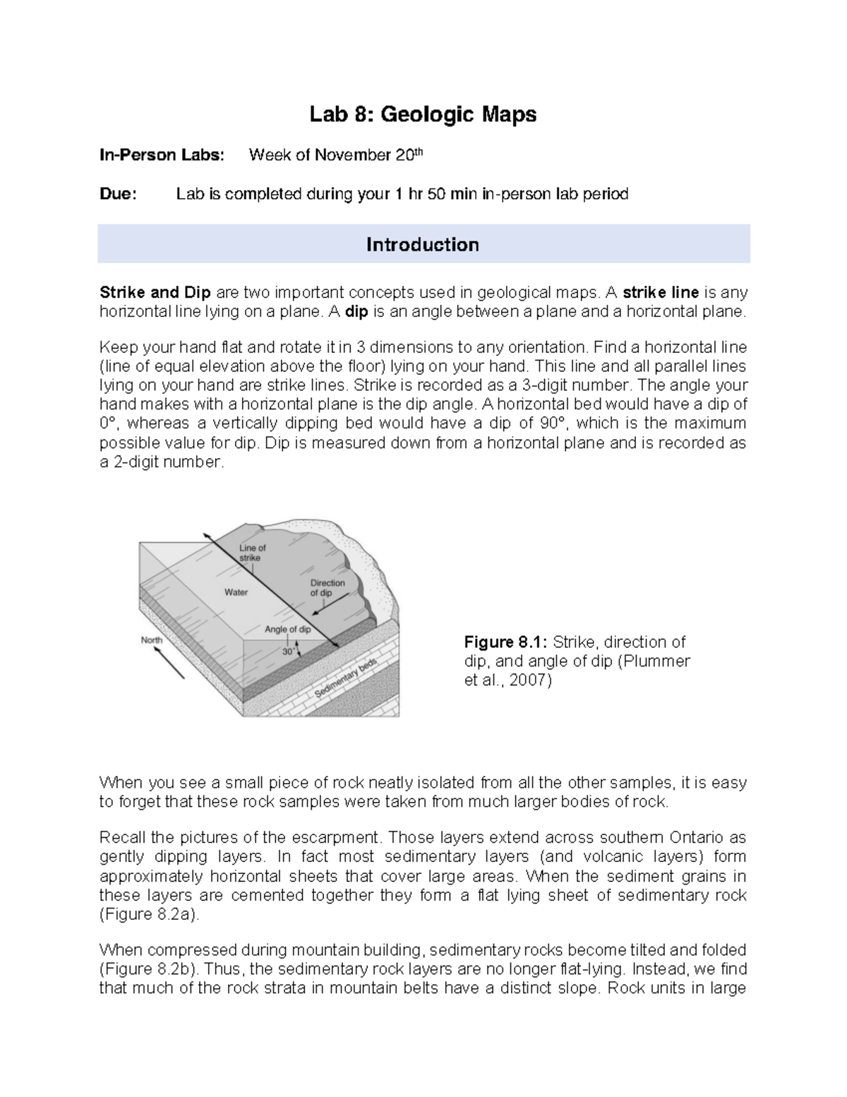 Lab 8 - Geologic Maps1 - Lab 8 : Geologic Maps In-Person Labs: Week of November 20 th Due: Lab ...