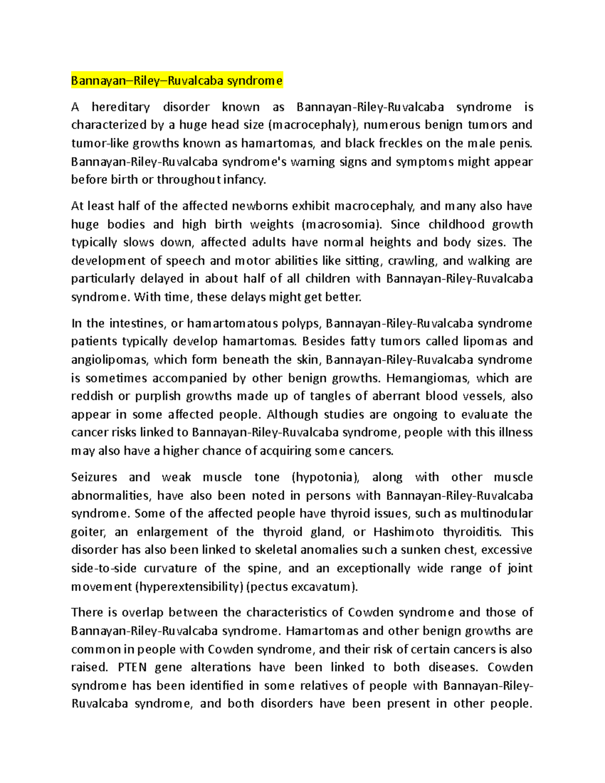 Bannayan Riley Rucalva Syndrome - Bannayan–Riley–Ruvalcaba syndrome A ...