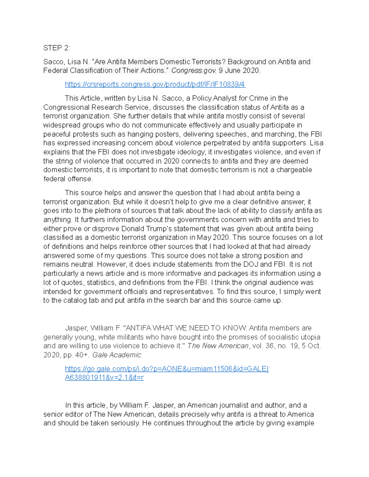 ENC 1102 Using the Library for Research - STEP 2: Sacco, Lisa N. “Are ...