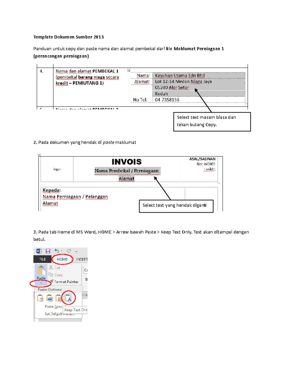 Template document and so on. - Template Dokumen Sumber 2013 Panduan ...
