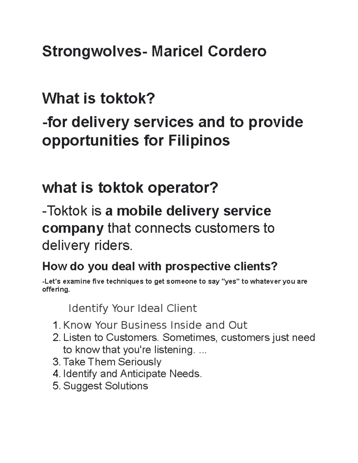 Toktok-advertise - toktok - Strongwolves- Maricel Cordero What is toktok? -for delivery services ...
