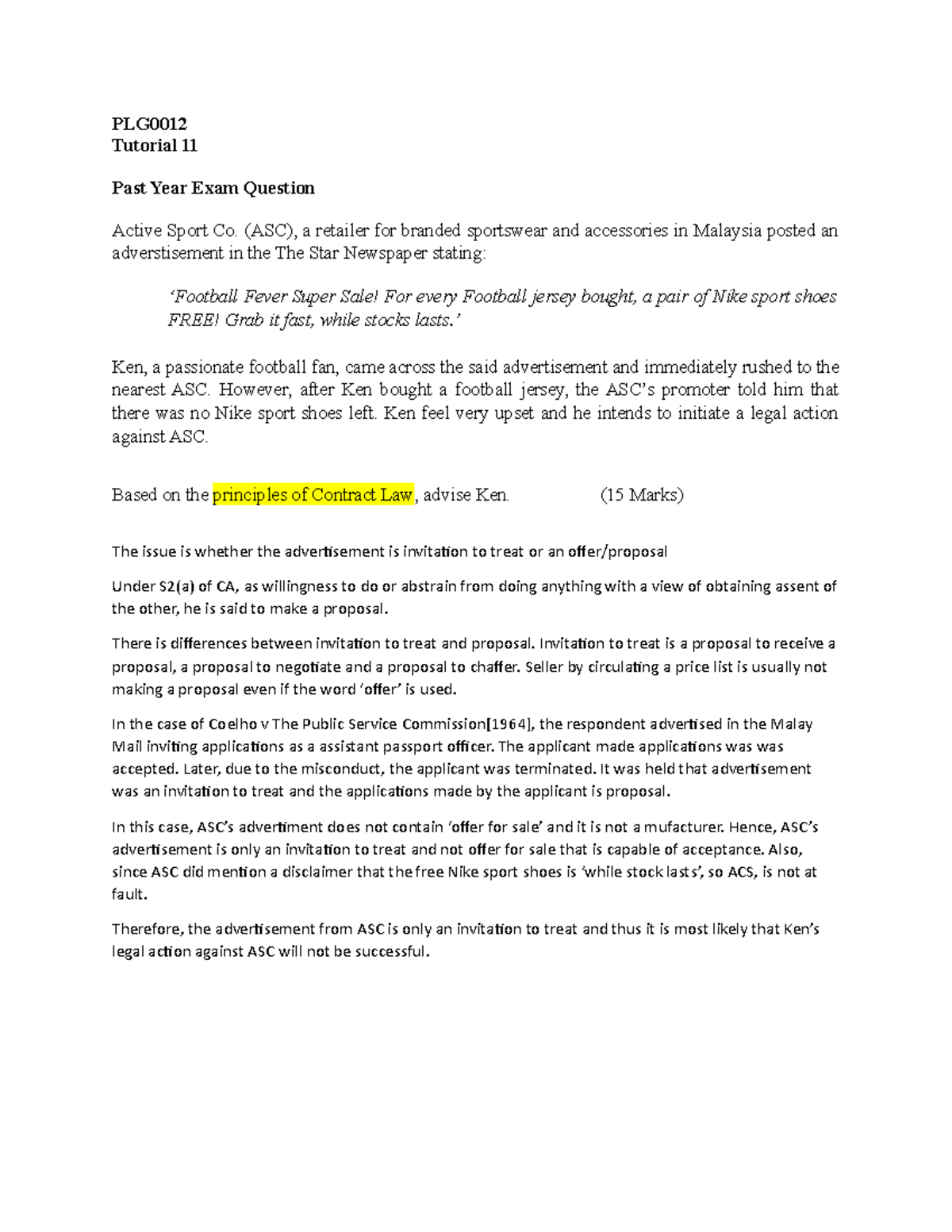 Tutorial 11 (past year ques GPOL) - PLG Tutorial 11 Past Year Exam ...