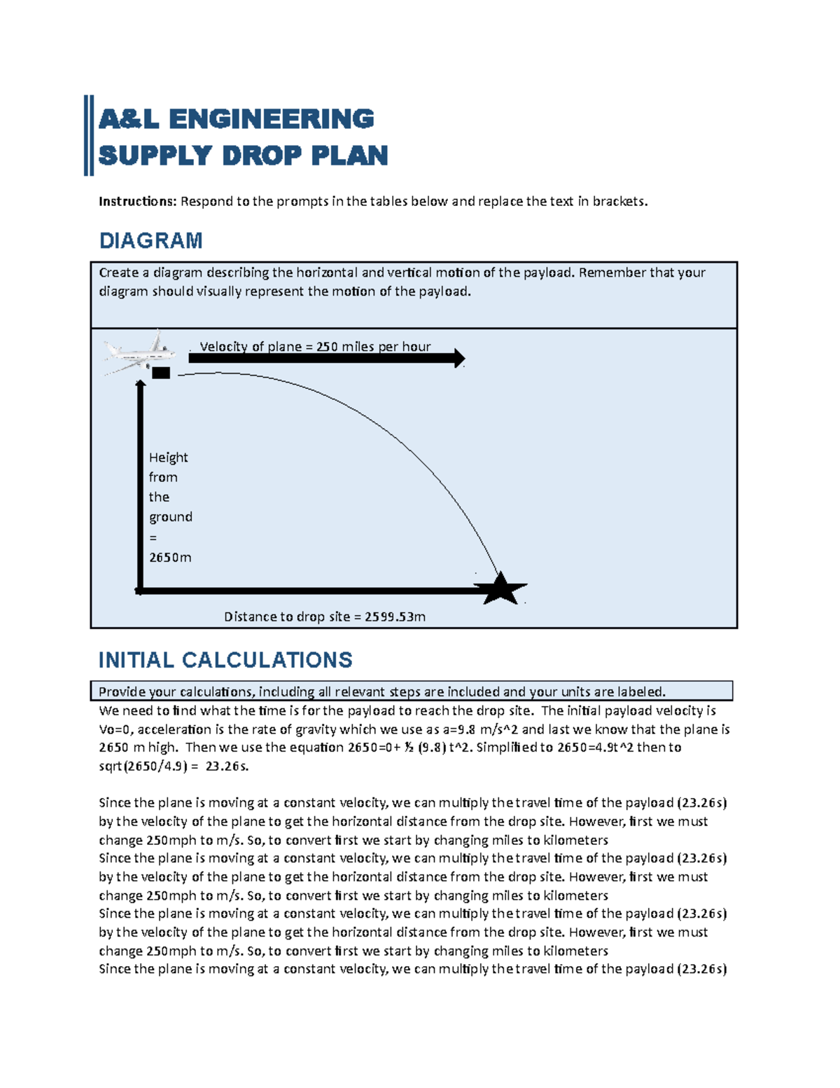 Jaime.Rowland PHY 150 Project One Supply Drop Template - A&L ...