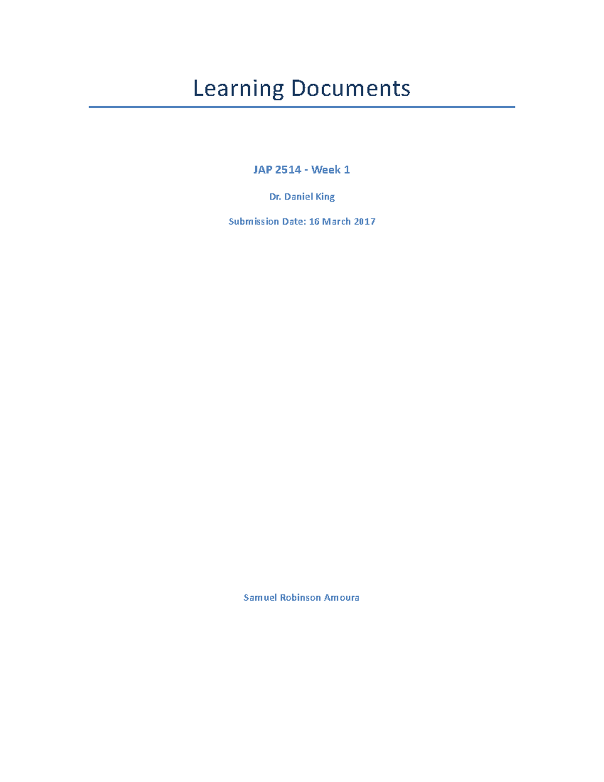 JAP-2514-Learning Documents - Learning Documents JAP 2514 - Week 1 Dr ...
