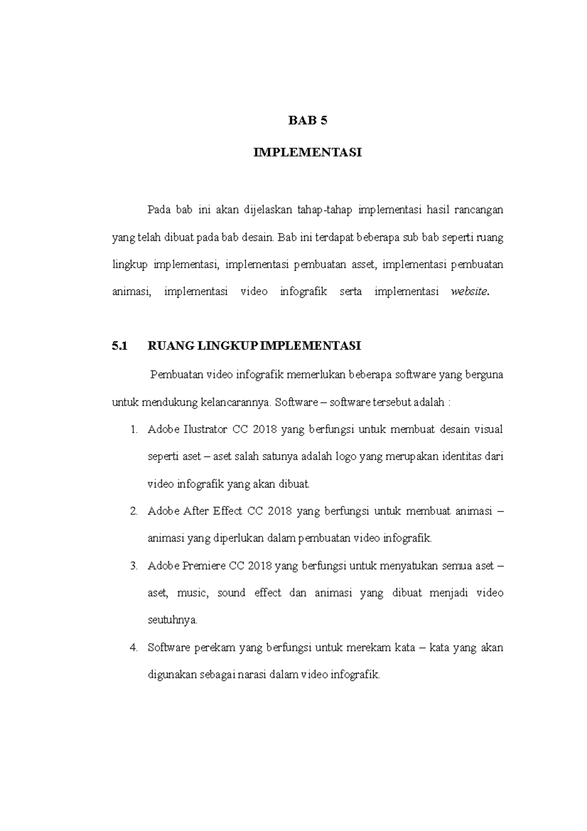 Bab5 - bab 5 dari pembuatan video infografik - BAB 5 IMPLEMENTASI Pada ...
