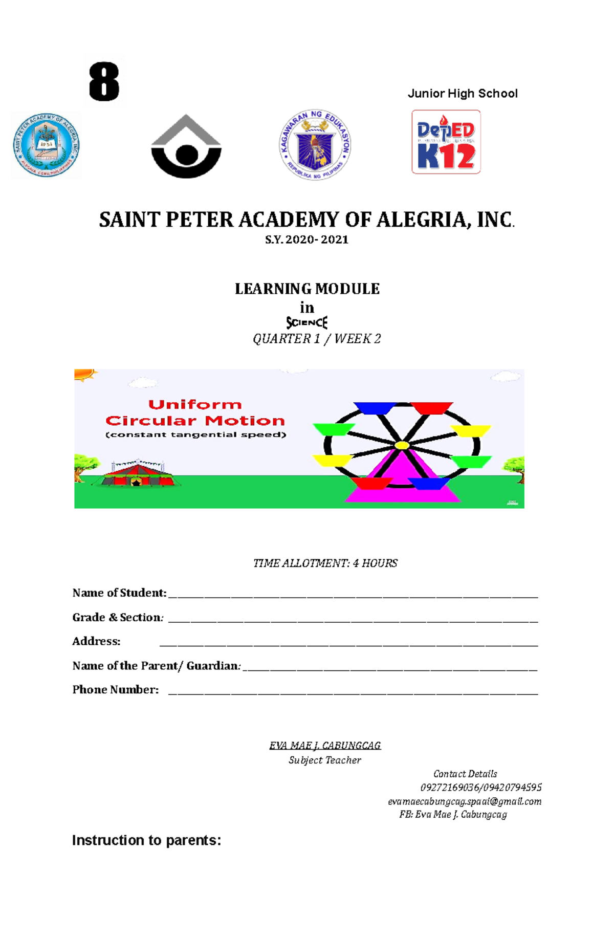 Science 8 Q1 WEEK 2 - Learning Modules ni - ####### Junior High School ...