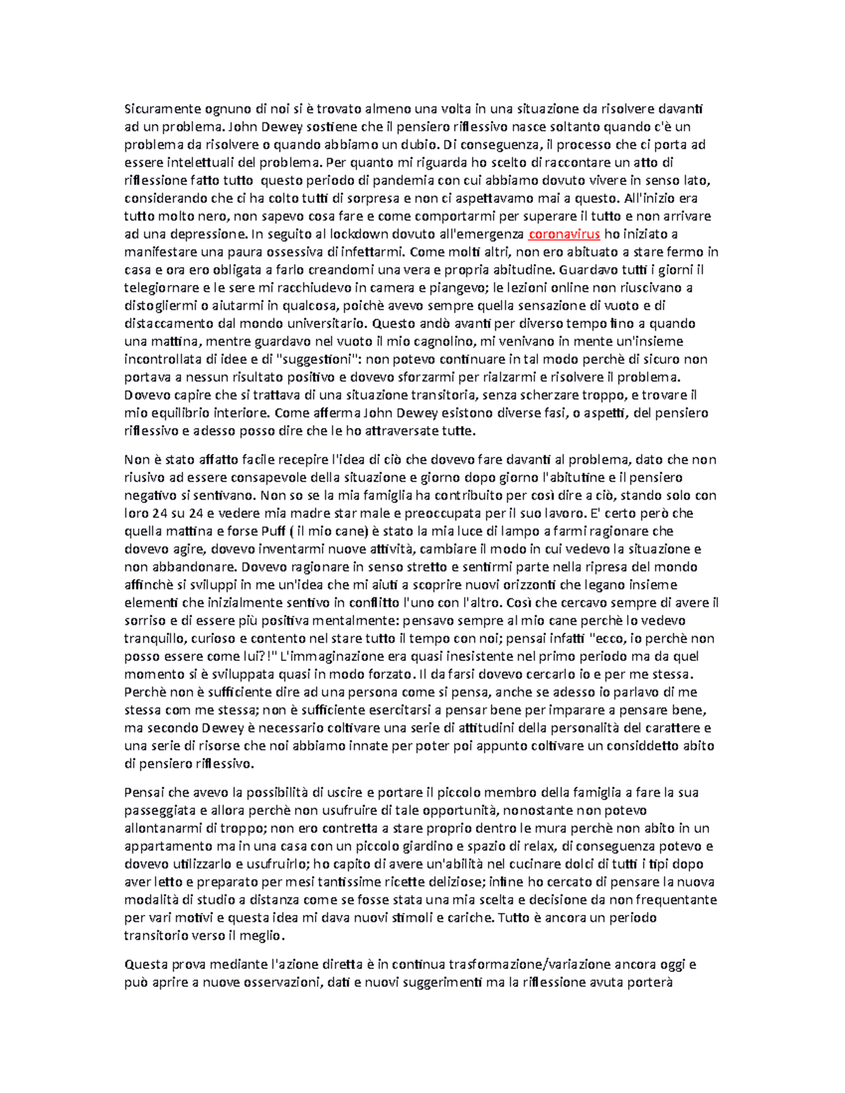 Pensiero riflessivo personale - Sicuramente ognuno di noi si è trovato ...