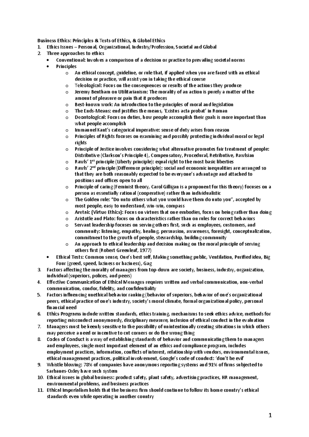 BGS Final notes - Prof Er Jwee Ping - Business Ethics: Principles ...
