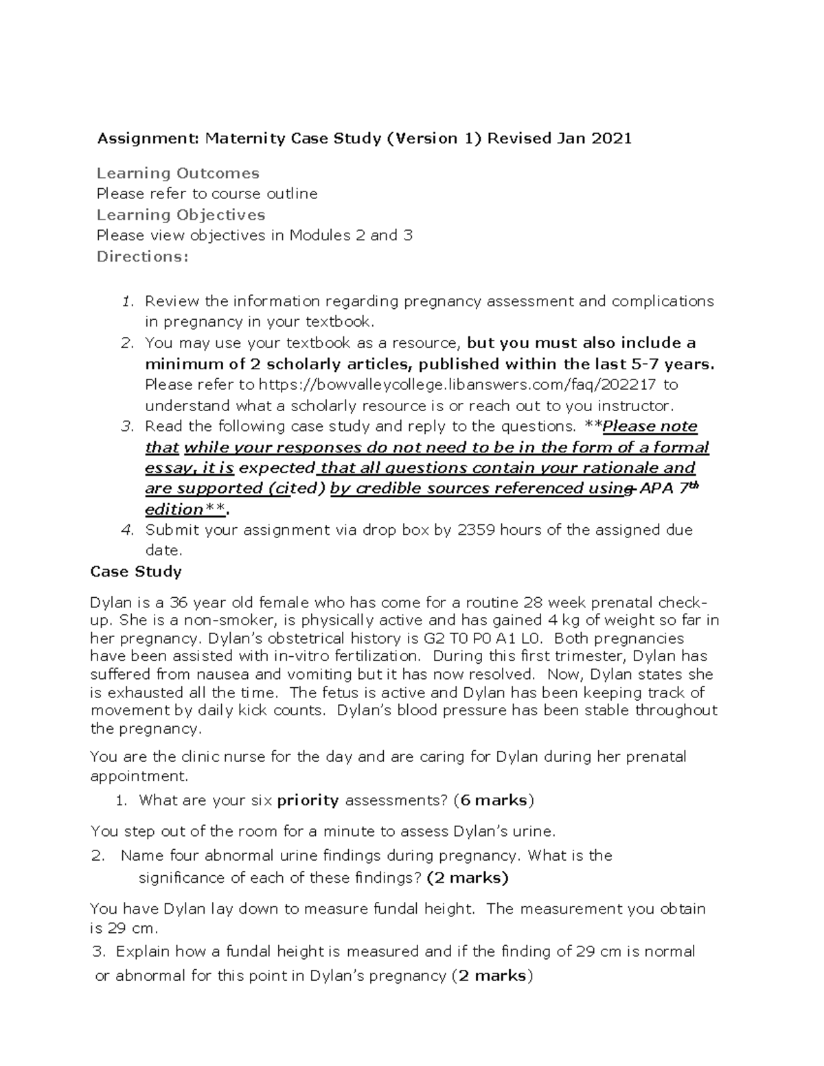 Maternity Case Study version 1 (Jan 2021) final - Assignment: Maternity ...