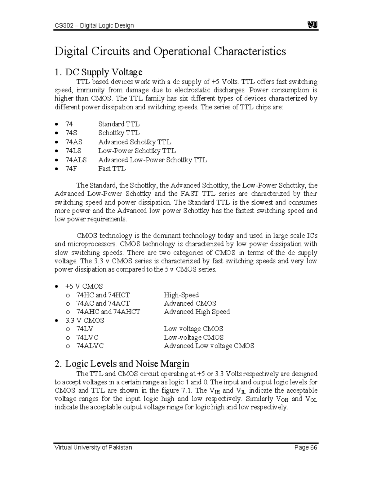 Lecture 07 - Digital Circuits and Operational Characteristics 1. DC ...