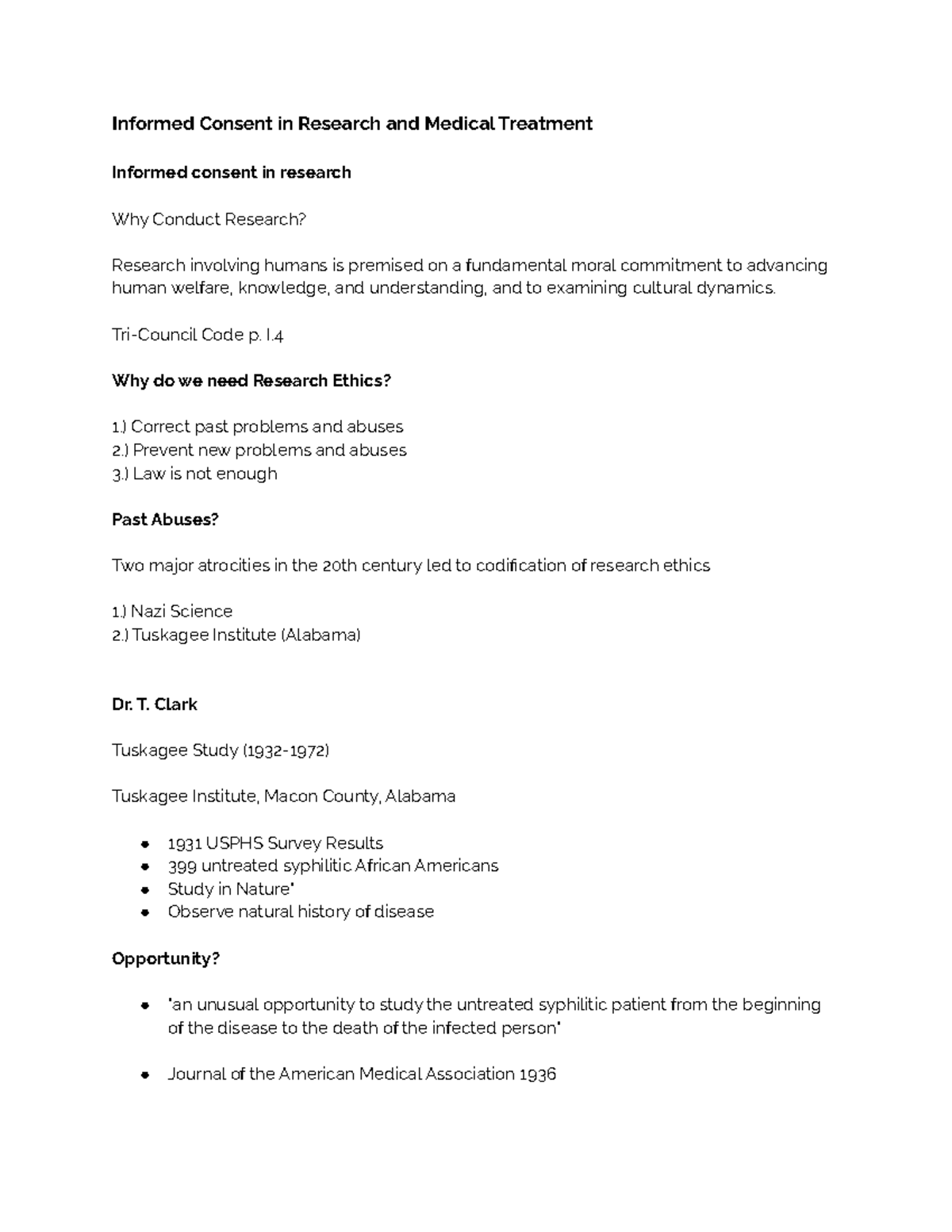 Heath and Ethics Week 6 - Informed Consent in Research and Medical ...