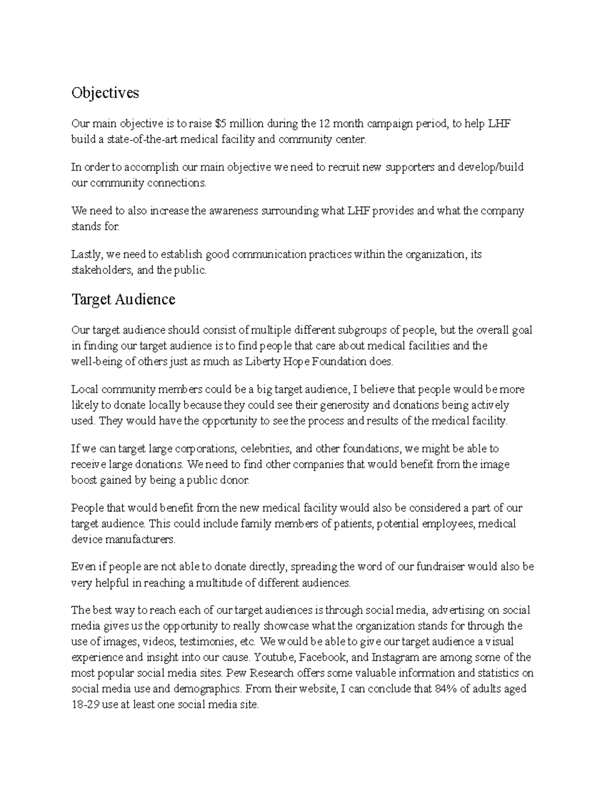 Milestone One Project Scope and Outreach Plan - Objectives Our main ...