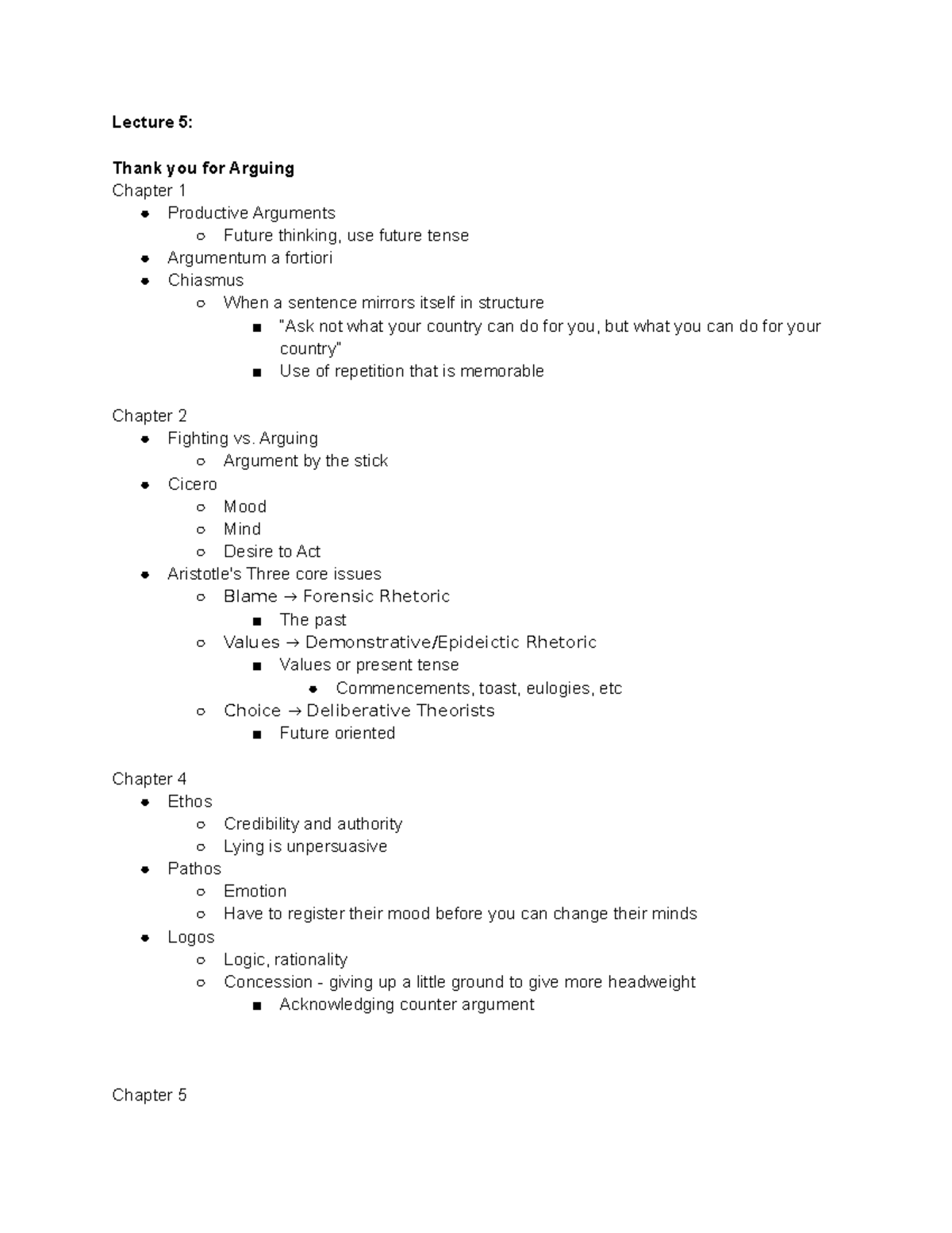 Lecture 5: 4/16/19 (Week 3) - Lecture 5: Thank you for Arguing Chapter ...
