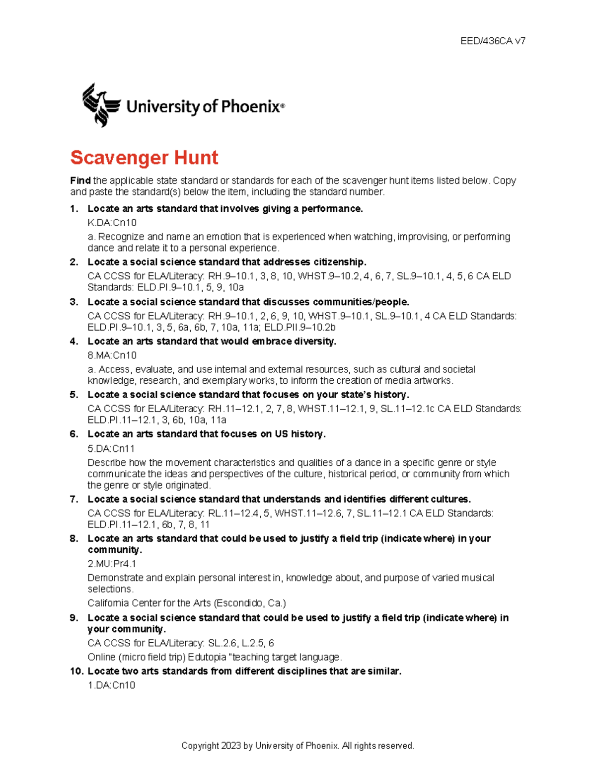 Eed436ca v7 wk1 scavenger hunt - EED/436CA v Scavenger Hunt Find the ...